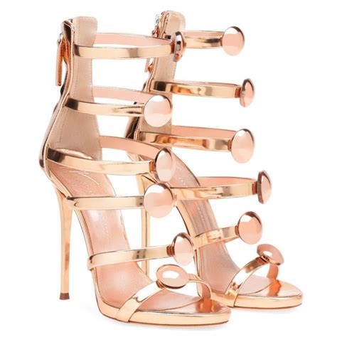 Giuseppe Zanotti New Rose Gold Patent Leather Evening Sandals Heels In