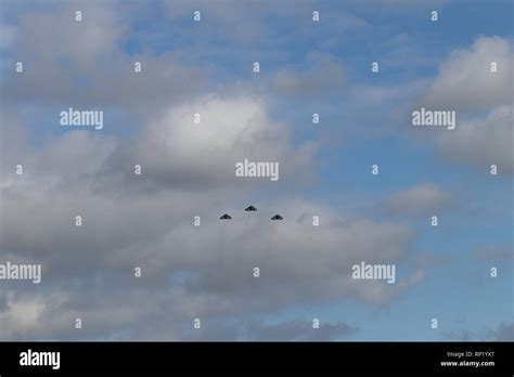 Raf Tornado Flypast Over Duxford Iwm In Cambridgeshire England Stock
