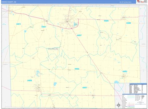 Huron County Oh Zip Code Wall Map Basic Style By Marketmaps Mapsales