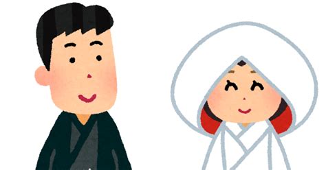 結婚式のイラスト「新郎新婦・神前式」 かわいいフリー素材集 いらすとや