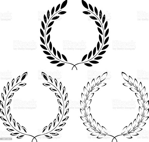 세트마다 Laurel Wreaths 개체 그룹에 대한 스톡 벡터 아트 및 기타 이미지 개체 그룹 검은색 디자인 Istock