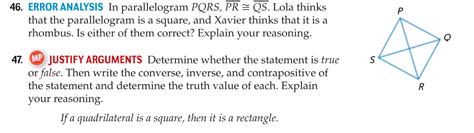 Error Analysis In Parallelogram Pqrs Overline Pr Cong Overline Qs