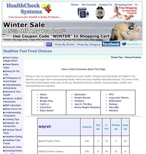 Health Check Systems Healthier Fast Food Choices Website For 9th