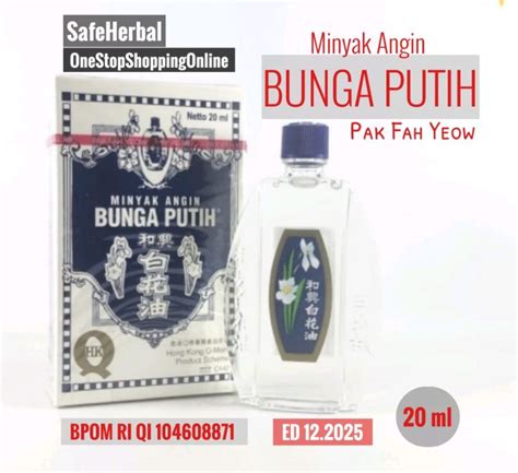 Minyak Angin Bunga Putih Pak Fah Yeow 20 Ml Lazada Indonesia