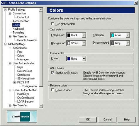 SSH Selecting Colors