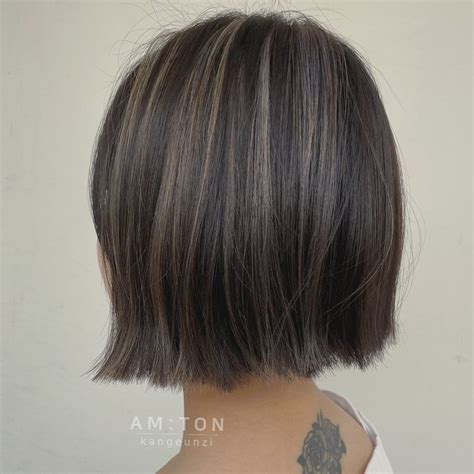 에이엠톤 은지 🌿 태슬컷 칼단발 단발레이어드컷 On Instagram “시원해보이는 미니솜브레 🥰 태슬컷 후 전체 솜브레 가 아닌 몇군데 포인트