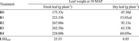 Effect Of Boron Treatment On The Leaf Weight Of Waxy Cassava Clone At