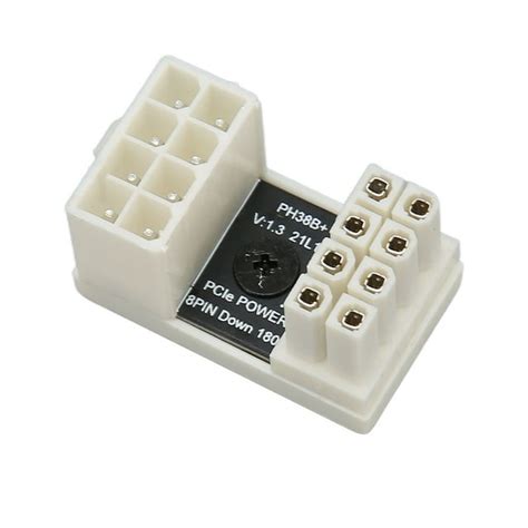 Gpu Pcie Connector White 8pin 180 Degrees Abs Shell Thick Copper