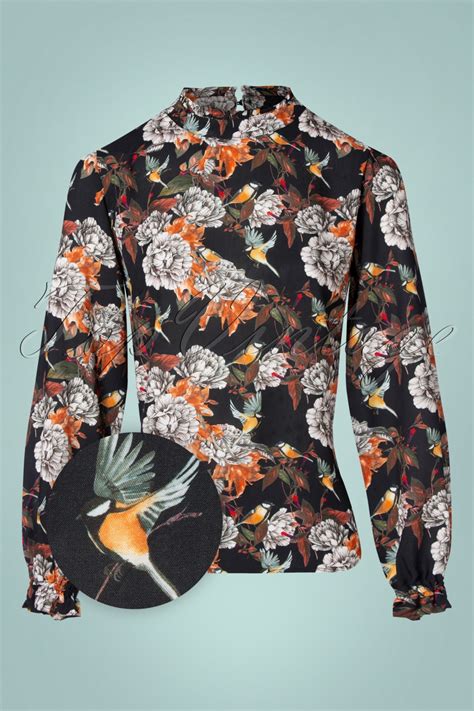 Smashed Lemon Lissy Blouse In Zwart En Multi Topvintage
