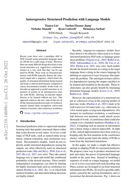 Pdf Autoregressive Structured Prediction With Language Models