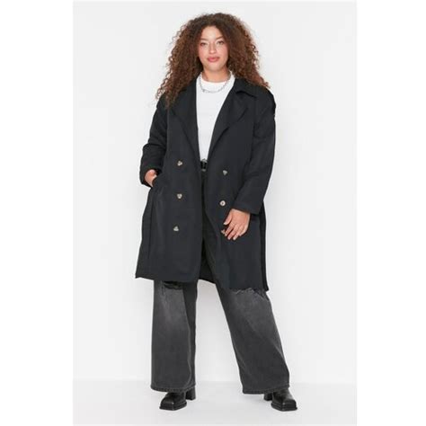 Trendyol Curve Black Shoulders Epaulette Detailed Jacket Collar Belted