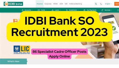 Idbi Bank So Recruitment 2023 86 Specialist Cadre Officer Posts Apply