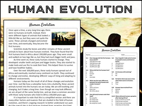 Human Evolution Reading Comprehension Passage And Questions Pdf