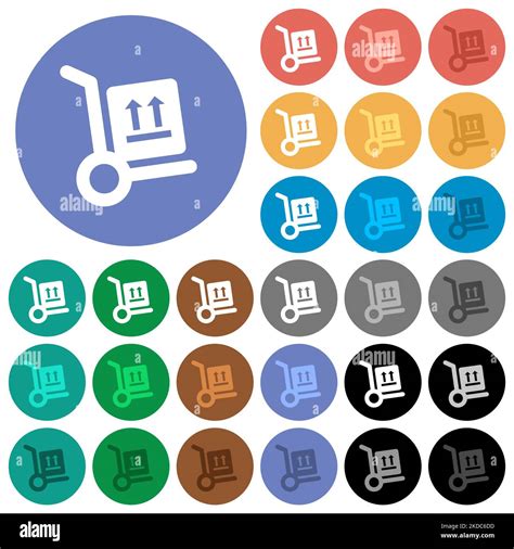 Side Up Parcel Delivery Solid Multi Colored Flat Icons On Round