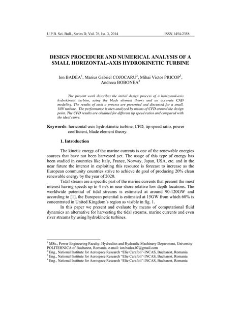 Pdf Design Procedure And Numerical Analysis Of A Small Horizontal