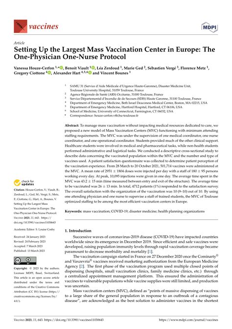 Pdf Setting Up The Largest Mass Vaccination Center In Europe The One