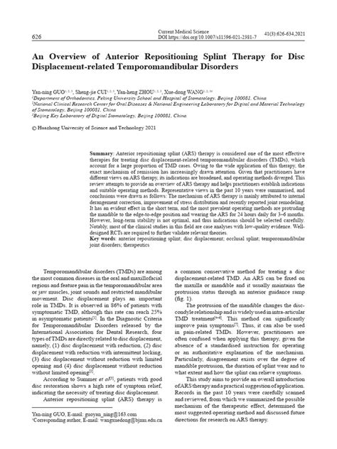 Anterior Repositioning Splint Therapy Pdf Clinical Medicine