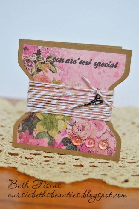 Spool Of Thread Cards Vintage Cards Handmade Sewing Cards Shaped Cards