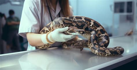 Premium Photo Vet Examining A Python In A Veterinary Clinic