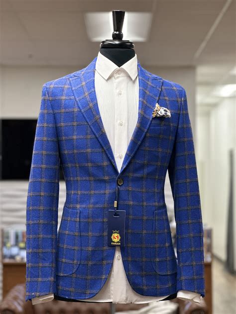 Blue Brown Striped Single Breasted Blazer Stanlion