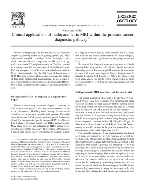 Pdf Clinical Applications Of Multiparametric Mri Within The Prostate