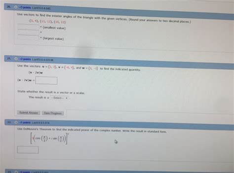 solved use vectors to find the interior angles of the