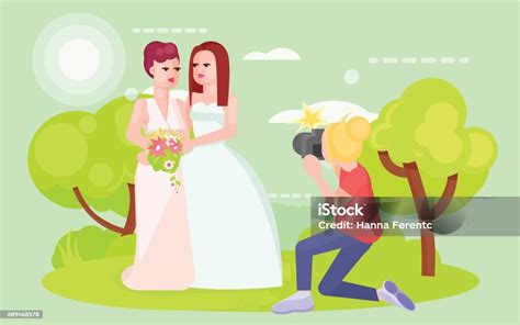 웨딩 사진 작가입니다 Lgbt 커플 레즈비언 개념에 대한 스톡 벡터 아트 및 기타 이미지 개념 결혼식 귀여운 Istock