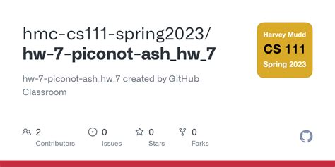 Github Hmc Cs111 Spring2023 Hw 7 Piconot Ash Hw 7 Hw 7 Piconot Ash Hw 7 Created By Github