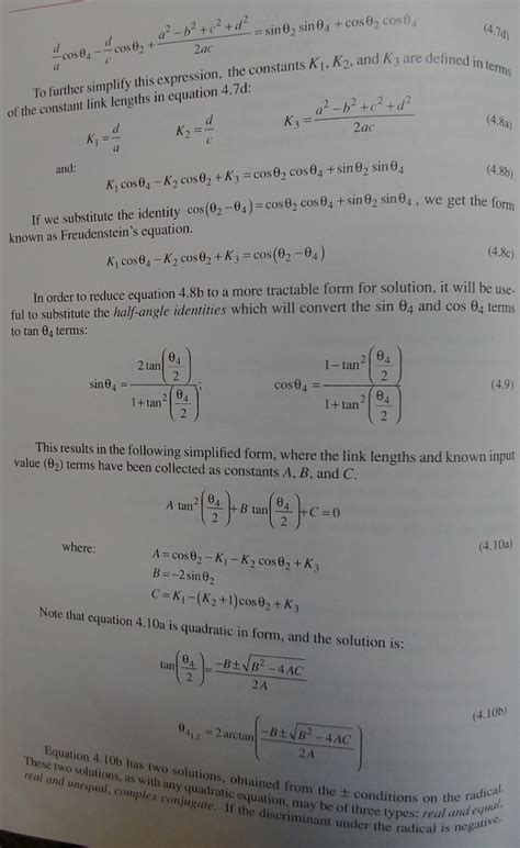 Solved Vector Loop Equation For A Fourbar Linkage I