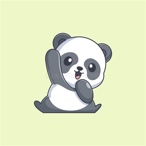 Cute Panda Waving Hand Cartoon Stock Vector Illustration Of Hand