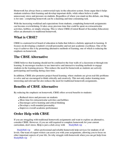 Alternative To Homework Cbse Pdf Homework Teachers
