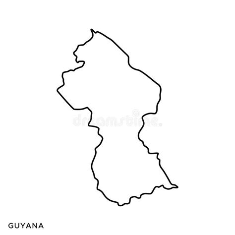 Outline Map Of Guyana Vector Design Template Editable Stroke Stock