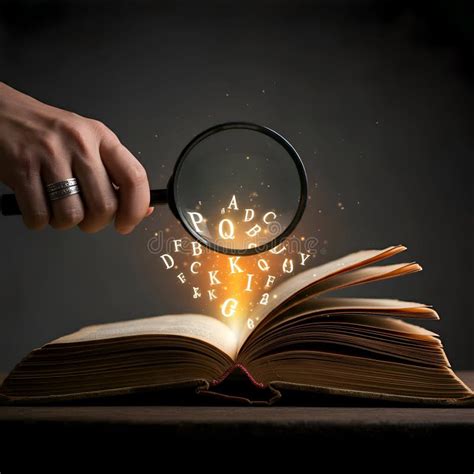 Ai Generated Hand Holding A Magnifying Glass Over An Open Book With