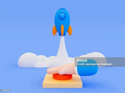 3d 최소 시동 개념 새로운 사업을 시작합니다 새 프로젝트 시작 손을 누르면 로켓이 올라갑니다 3d 그림 0명에 대한 스톡 사진 및 기타 이미지 Istock