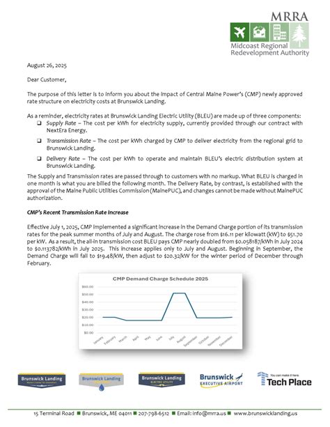Notice To Electric Customers Cmp Rate Increase Brunswick Landing