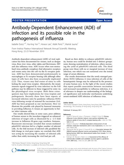 Pdf Antibody Dependent Enhancement Ade Of Infection And Its