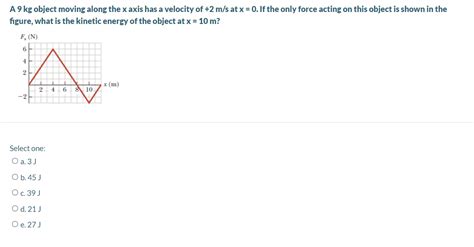 Solved A 9 Kg Object Moving Along The X Axis Has A Velocity