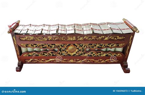 Indonesian Javanese Traditional Gamelan Music Instruments In White