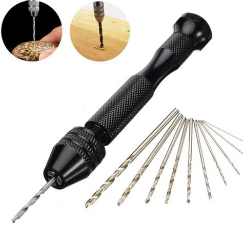 Precise Tools Set Mini Micro Aluminum Hand Drill Tiny Mini Twist Drill Bit Model Craft Jewelry