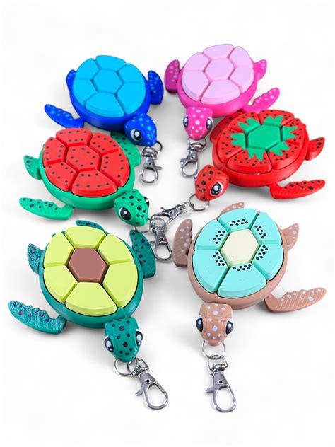 3d Printed Turtle Fidget Clicker Keychain Desktop Fidgets Sensory Toy Autism Adhd Stress