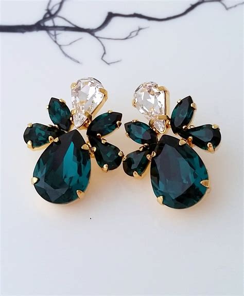 Emerald Earringsemerald Bridal Earringsemerlad Green Etsy