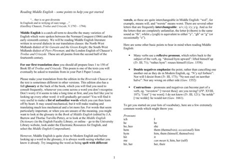 For Information On Middle English Grammar And Syntax I Would