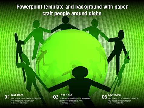 Powerpoint Template And Background With Paper Craft People Around Globe Presentation Graphics