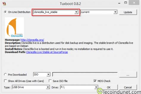 Installer Clonezilla sur une clé USB bootable Lecoindunet