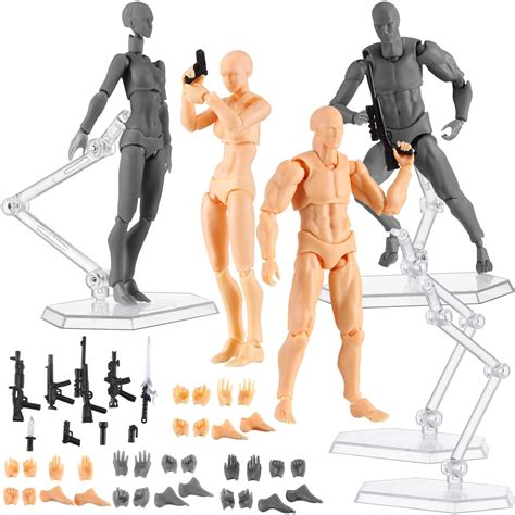 4 Sets Action Figure Drawing Model Body Action Figures Pvc Poseable Mannequin