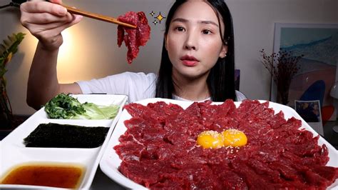 ️당일 도축 싱싱한 뭉티기 육사시미 먹방 ️ Korean Style Steak Yukhoe Eating Sound