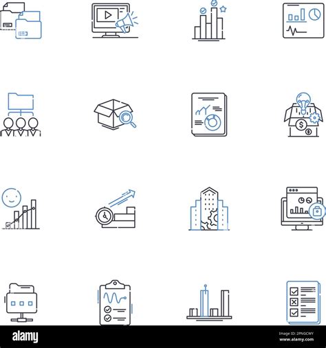 Digital Database Line Icons Collection Storage Access Management