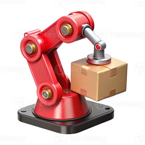 Vibrant Abstract Red Robotic Arm Lifting Heavy Object Isolated Detailed 57668811 Png