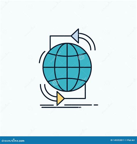 Connectivity Global Internet Network Web Flat Icon Green And Yellow Sign And Symbols For