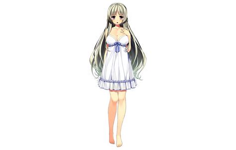Wallpaper Girl Sexy Cleavage Long Hair Dress Legs Boobs Anime